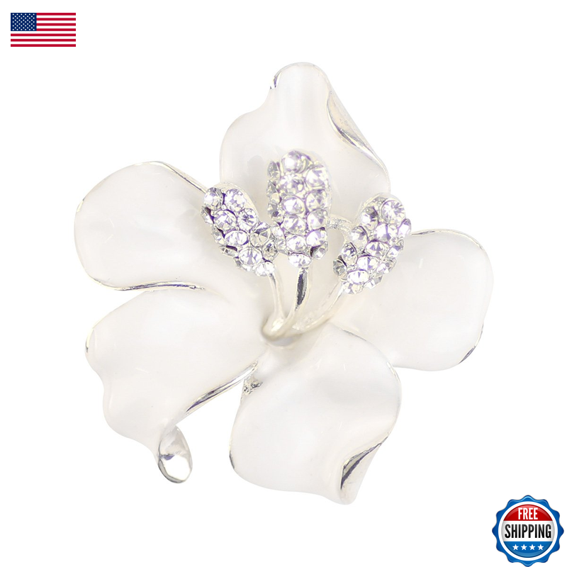 Merdia White Floral Brooch Pin For Women Classy Flower Brooch Created ...